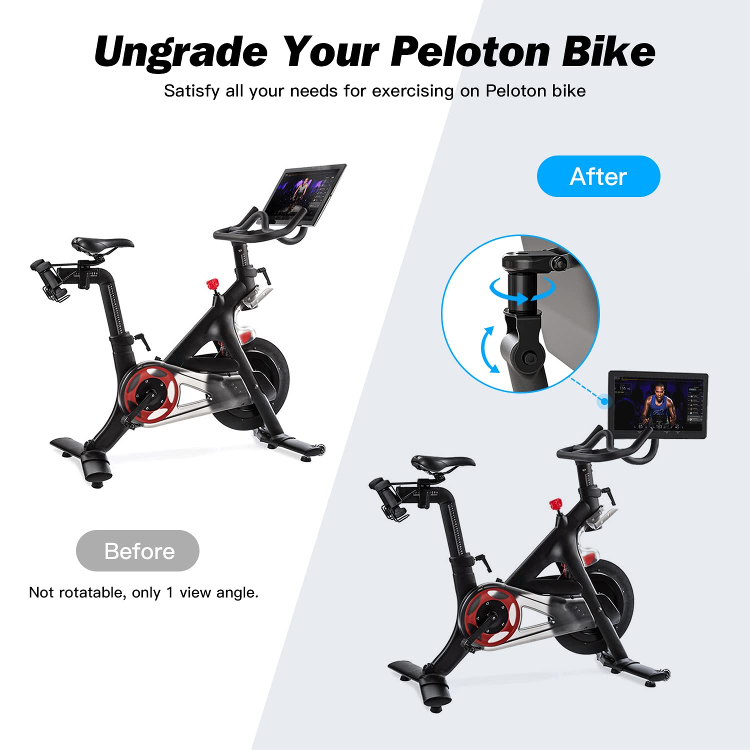 360 Degree Aviation Aluminum Screen Monitor Adjuster for Peloton Bike(Not Compatible with Peloton Bike +)