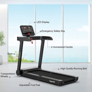 Goplus Heavy Duty Treadmill for Gym, Superfit Electric Treadmill with App Control, Large LED Digital Display, 12 Preset Programs, Walking Jogging Running Machine for Home Office