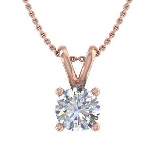 finerock 1/2 carat diamond solitaire pendant necklace in 14k yellow gold (silver chain included)