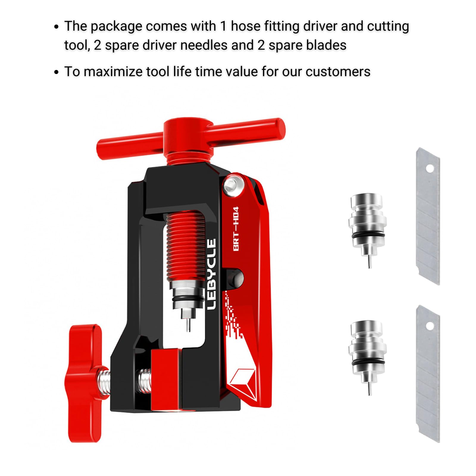 Juscycling Bike Hydraulic Disc Brake Hose Line Cutter and Needle Barb Driver Tool, Bicycle Hose Cutting Machine Compatible with Shimano, SRAM Hose, with 2 Spare Blades and Pushing Needles