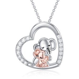 proess elephant necklace lucky daughter pendant necklace sterling silver i love you heart jewelry for women