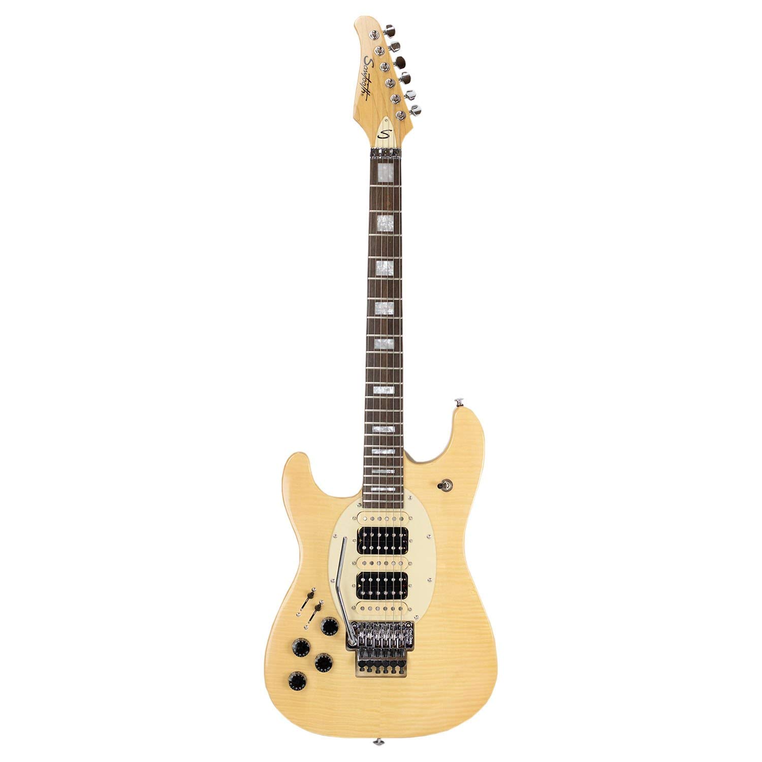 Sawtooth 6 String Solid-Body Electric Guitar, Left-Handed Natural Flame (ST-ES-LH-HYBRID-FL-NFM-KIT)