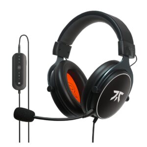 fnatic react+ gaming headset for esports with 53mm drivers, precise 7.1 surround sound and advanced usb sound card, [windows compatible], metal frame, broadcaster detachable microphone, 3.5mm jack