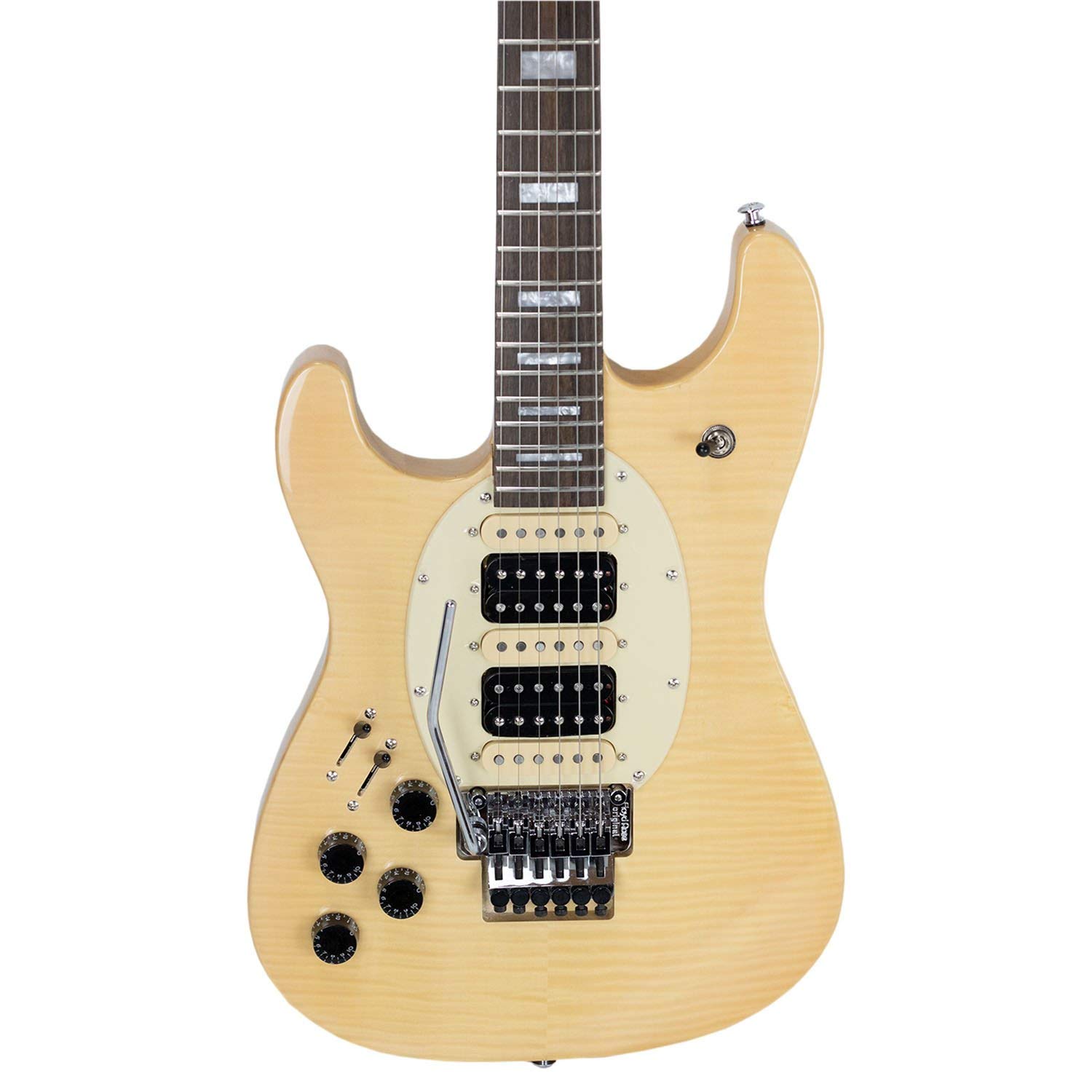 Sawtooth 6 String Solid-Body Electric Guitar, Left-Handed Natural Flame (ST-ES-LH-HYBRID-FL-NFM-KIT)