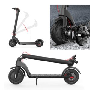 Eskuta KS-350 Long-Range Electric Powerful Kick Scooter, Ultra-Portable, Lightweight with Removable Quick Charging Battery, Triple Brakes & LED Digital Technology (Matte Black)