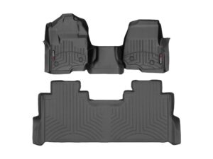 weathertech custom fit floorliners for ford super duty - 1st row (oth) & 2nd row (4410321v-4410123), black