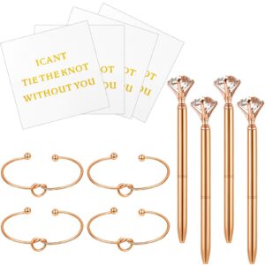 hicarer 12 pcs bridesmaid gift set knot bracelet knot cuff bangle bracelets i can't tie the knot without you bridesmaid cards with diamond pens for wedding proposal