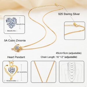 LAVUMO Heart Necklaces for Women 925 Sterling Silver Pendant Jewelry Necklace Silver Rose Gold Love Birthstone Necklace for Her Girlfriend Wife Valentines Day Birthday Women Jewelry Gifts