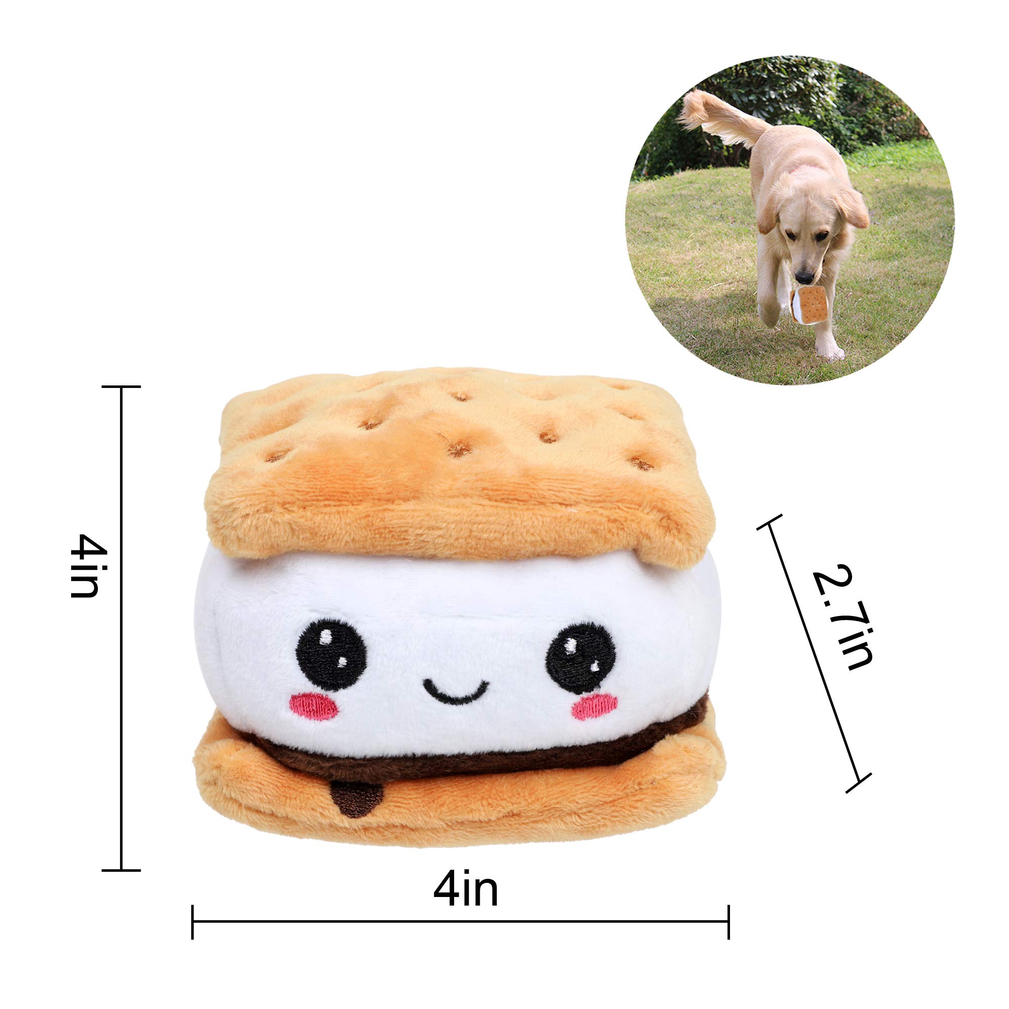 Fuyage Cream Smore Biscuit Squeaky Plush Dog Toy Stuffed Plush Toys for Puppy Small Medium Dogs