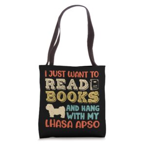 lhasa apso mom i just want read books hang dog gift tote bag