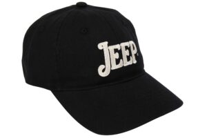 jeep vintage script logo heavy chino twill hat - black