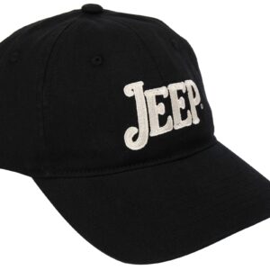 Jeep Vintage Script Logo Heavy Chino Twill Hat - Black