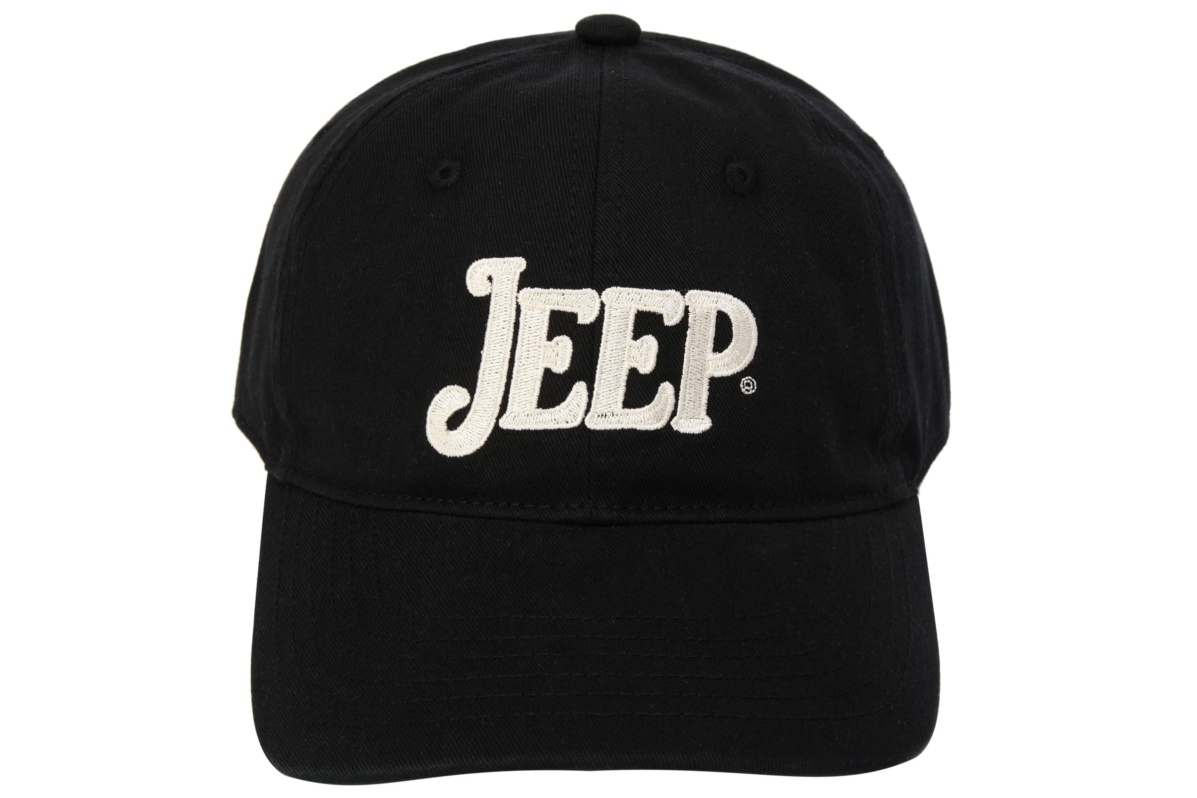 Jeep Vintage Script Logo Heavy Chino Twill Hat - Black