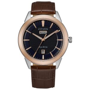 citizen men's eco-drive brown leather strap watch | 40mm | aw0096-06l