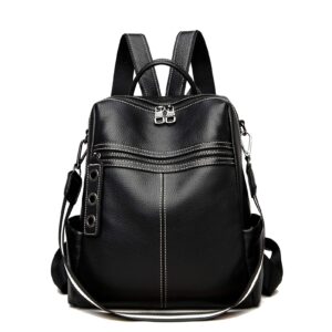 maxoner genuine leather small womens backpack purse for women black convertible shoulder handbag travel bag satchel rucksack ladies sling bag (a genuine leather black)