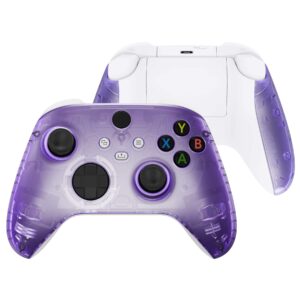 extremerate side rails grips shell for xbox core wireless controller, clear atomic purple replacement part front housing cover handles faceplate for xbox series x & s controller [controller excluded]