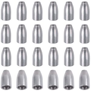 fishing weights sinker bullet fishing sinkers, 24pcs worm weights slip sinkers iron fishing weights sinkers for bass fishing pitching and flipping texas rigs saltwater freshwater fishing tackle