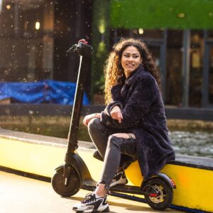 Eskuta KS-350 Long-Range Electric Powerful Kick Scooter, Ultra-Portable, Lightweight with Removable Quick Charging Battery, Triple Brakes & LED Digital Technology (Matte Black)