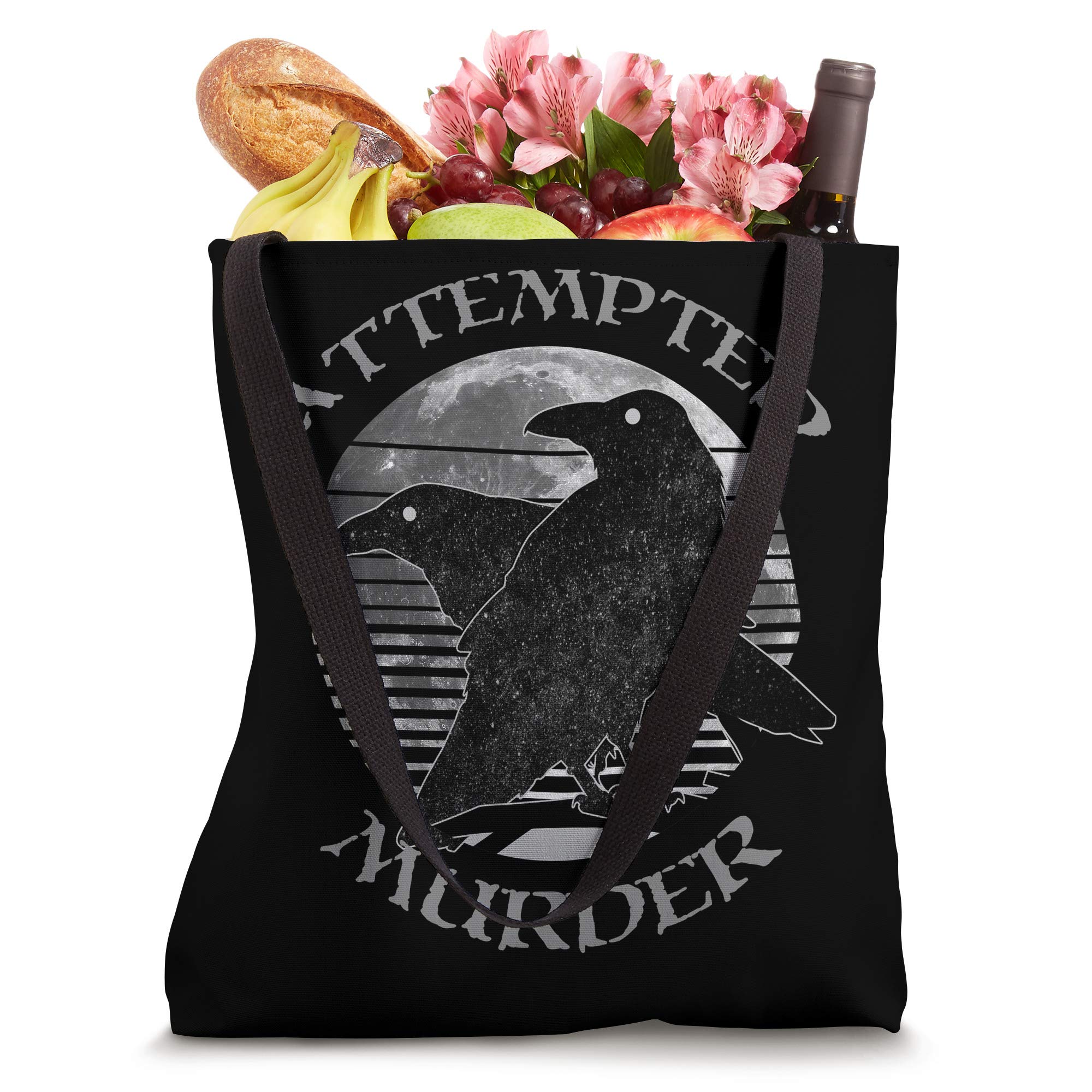 Raven Crow Attempted Murder Retro Moon Wiccan Pagan Gift Tote Bag