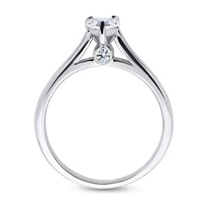 BERRICLE Sterling Silver Solitaire Wedding Engagement Rings 0.8 Carat Pear Cut Cubic Zirconia CZ Promise Ring for Women, Rhodium Plated Size 7