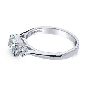 BERRICLE Sterling Silver 3-Stone Wedding Engagement Rings Emerald Cut Cubic Zirconia CZ East-West Promise Ring for Women, Rhodium Plated Size 4