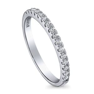 berricle sterling silver wedding rings cubic zirconia cz half eternity ring for women, rhodium plated size 8