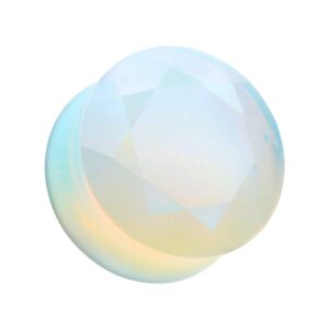 faceted opalite stone double flared ear gauge wildklass plug (3/4" (19mm))