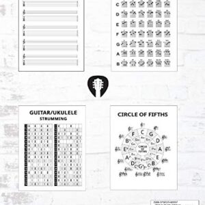 Guitar Tablature Notebook - Tablature and Staff: "Blank Guitar Tablature Paper, Standard Tab Manuscript Paperback Chord Chart Ukulele Strumming, Circle of Fifths "