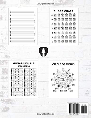 Guitar Tablature Notebook - Tablature and Staff: "Blank Guitar Tablature Paper, Standard Tab Manuscript Paperback Chord Chart Ukulele Strumming, Circle of Fifths "