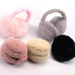 GEOOT Winter Cute Creative Burger Earmuffs Fluffy Headband Faux Fur Outdoor Earmuffs (Pink)