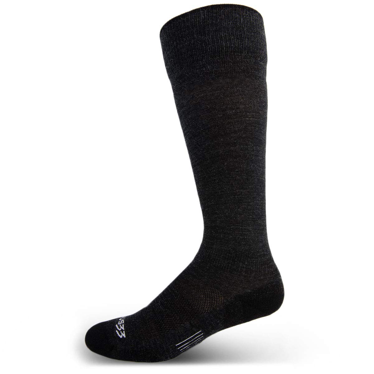 USA Made - Ski and Snowboard Socks - Micro Weight Full Cushion - Over the Calf Socks - Merino Wool - Mountain Heritage - Black - X-Large