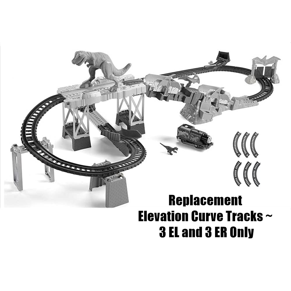 Replacement Parts for Thomas The Train - FJL40 ~ Thomas & Friends Trackmaster Dino Escape Train Track Set ~ Replacement Elevation Curve Tracks ~ 3 EL and 3 ER