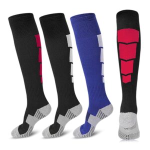 3 Pairs Soccer Socks, Sport Knee High Socks Calf Compression Athletic Socks for Mens and Women Running&Training Football Thickening Keep Warm Sock