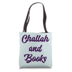 challah and books jewish book lover shabbat shalom reading tote bag