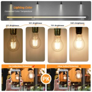 A19 E26 Base Dimmable Edison LED Bulb, 4W(40 Watt Equivalent) Stepless Dimming Light Bulbs 400lm, 3000K Soft Warm White, Vintage Clear Glass LED Filament Bulb for Home, Wall Sconce, Chandelier, 6 Pack