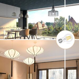 A19 E26 Base Dimmable Edison LED Bulb, 4W(40 Watt Equivalent) Stepless Dimming Light Bulbs 400lm, 3000K Soft Warm White, Vintage Clear Glass LED Filament Bulb for Home, Wall Sconce, Chandelier, 6 Pack