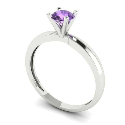 Clara Pucci 0.50 ct Round Cut Solitaire VVS1 Alexandrite Wedding Bridal Designer Anniversary Engagement Ring 14k White Gold 10.75