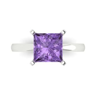 clara pucci 3.0 ct princess cut solitaire simulated alexandrite engagement wedding bridal wedding anniversary ring 14k white gold 6.5