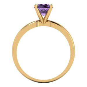 Clara Pucci 0.95 ct Round Cut Solitaire Simulated Alexandrite Proposal Wedding Bridal Designer Anniversary Ring in 14k Yellow Gold 6