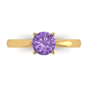 clara pucci 0.95 ct round cut solitaire simulated alexandrite proposal wedding bridal designer anniversary ring in 14k yellow gold 6