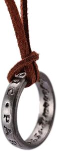 officialotaku uncharted nathan drake silver ring cosplay pendant necklace - brown/silver