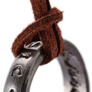 OfficialOtaku Uncharted Nathan Drake Silver Ring Cosplay Pendant Necklace - Brown/Silver