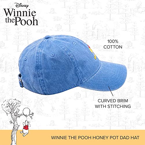 Disney Winnie The Pooh Dad Hat, Cotton Adjustable Adult Baseball Cap with Curved Brim, Blue, One Size