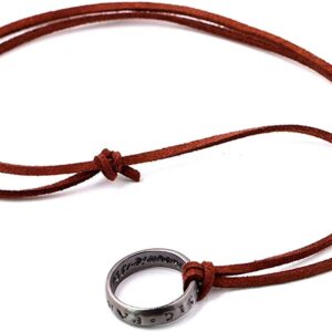 OfficialOtaku Uncharted Nathan Drake Silver Ring Cosplay Pendant Necklace - Brown/Silver