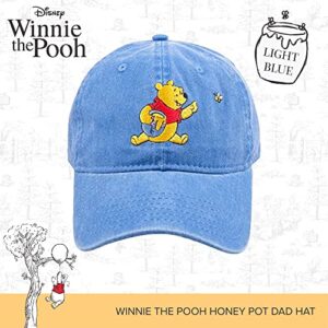 Disney Winnie The Pooh Dad Hat, Cotton Adjustable Adult Baseball Cap with Curved Brim, Blue, One Size