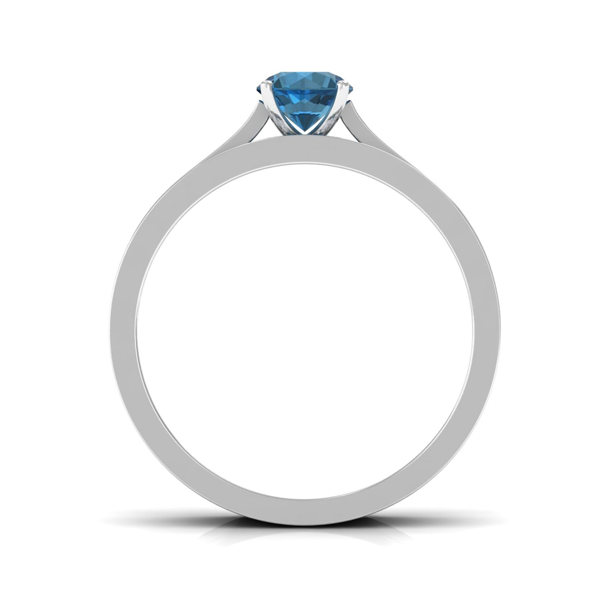 Certified London Blue Topaz Diamond Bridal Ring Set, AAA Quality, Natural Topaz Diamond Wedding Ring Set - Ready to Gift, 14K White Gold, Size:US 8.50