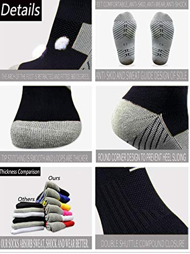 LingTu Soccer Socks 3 Pairs Team-Sport Knee High Breathable Football Socks for Men Youth Kids Boys