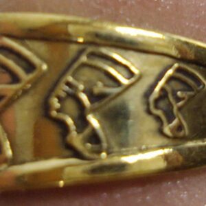 bonballoon Egyptian Finger Ring Hieroglyphic Queen Nefertiti Pharaoh Brass Hand Adjustable Pharaoh’s Egypt Pharaohs Costume Jewelry Accessory Handmade Engraved Symbol Wholeness Hieroglyphics