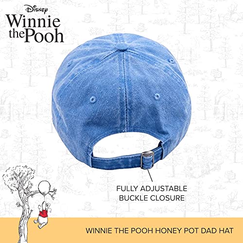 Disney Winnie The Pooh Dad Hat, Cotton Adjustable Adult Baseball Cap with Curved Brim, Blue, One Size