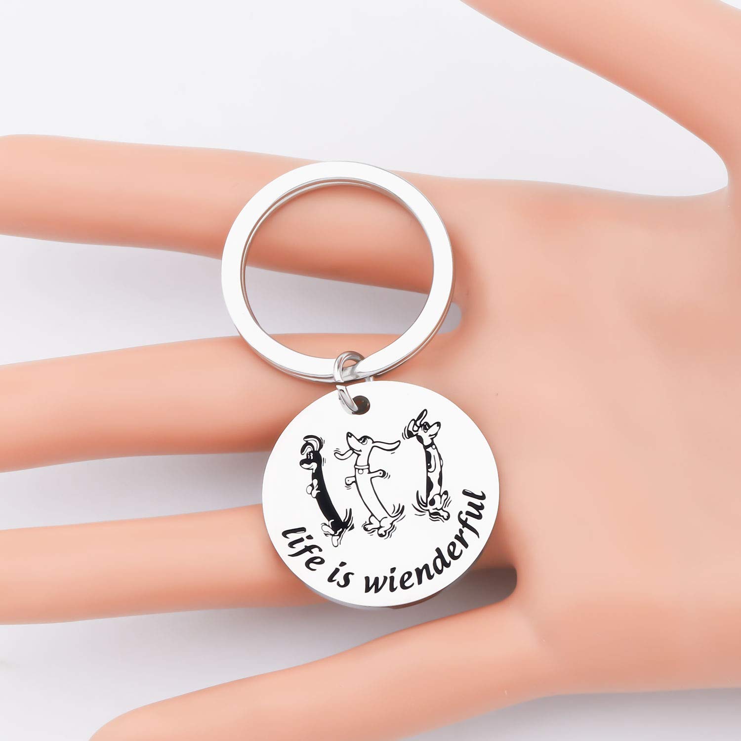 AKTAP Dachshund Keychain Dog Owner Jewelry Wiener Dog Mom Dad Gift Life Is Wienderful Key Ring